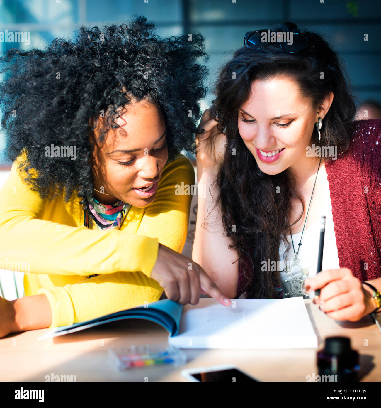 Ladies Women Working Together Project Concept Stock Photo - Alamy
