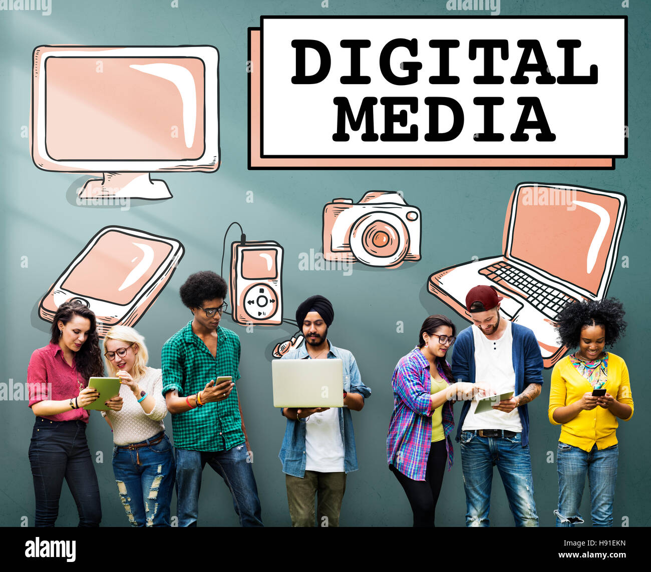 Digital Media Social Network Icons Concept Stock Photo - Alamy