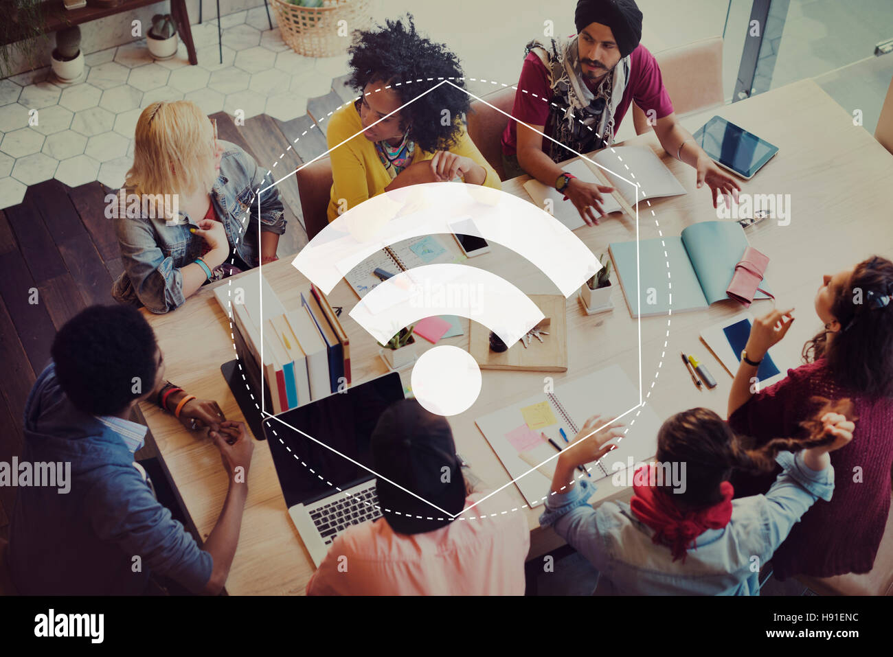 Internet WiFi Network Connection Graphic Concept Stock Photo - Alamy