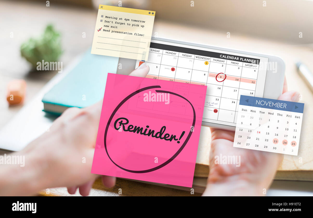 Reminder Important Memo Memory Notice Text Concept Stock Photo - Alamy