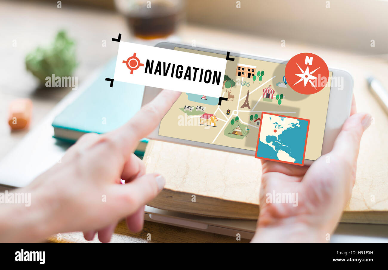 Map Navigation Position Transport GPS Route Concept Stock Photo - Alamy