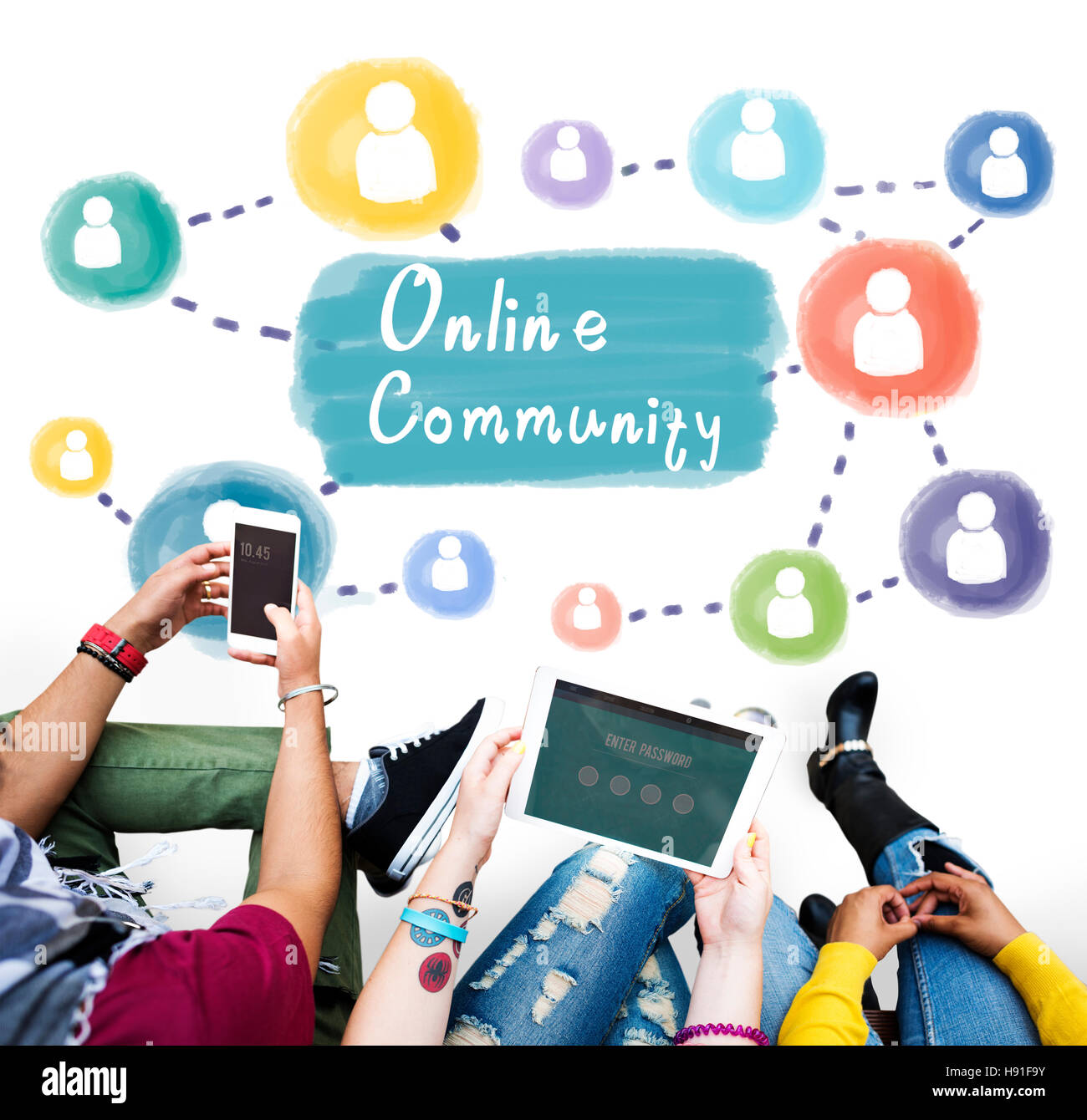 Online Community Sharing Communication Society Concept Stock Photo - Alamy