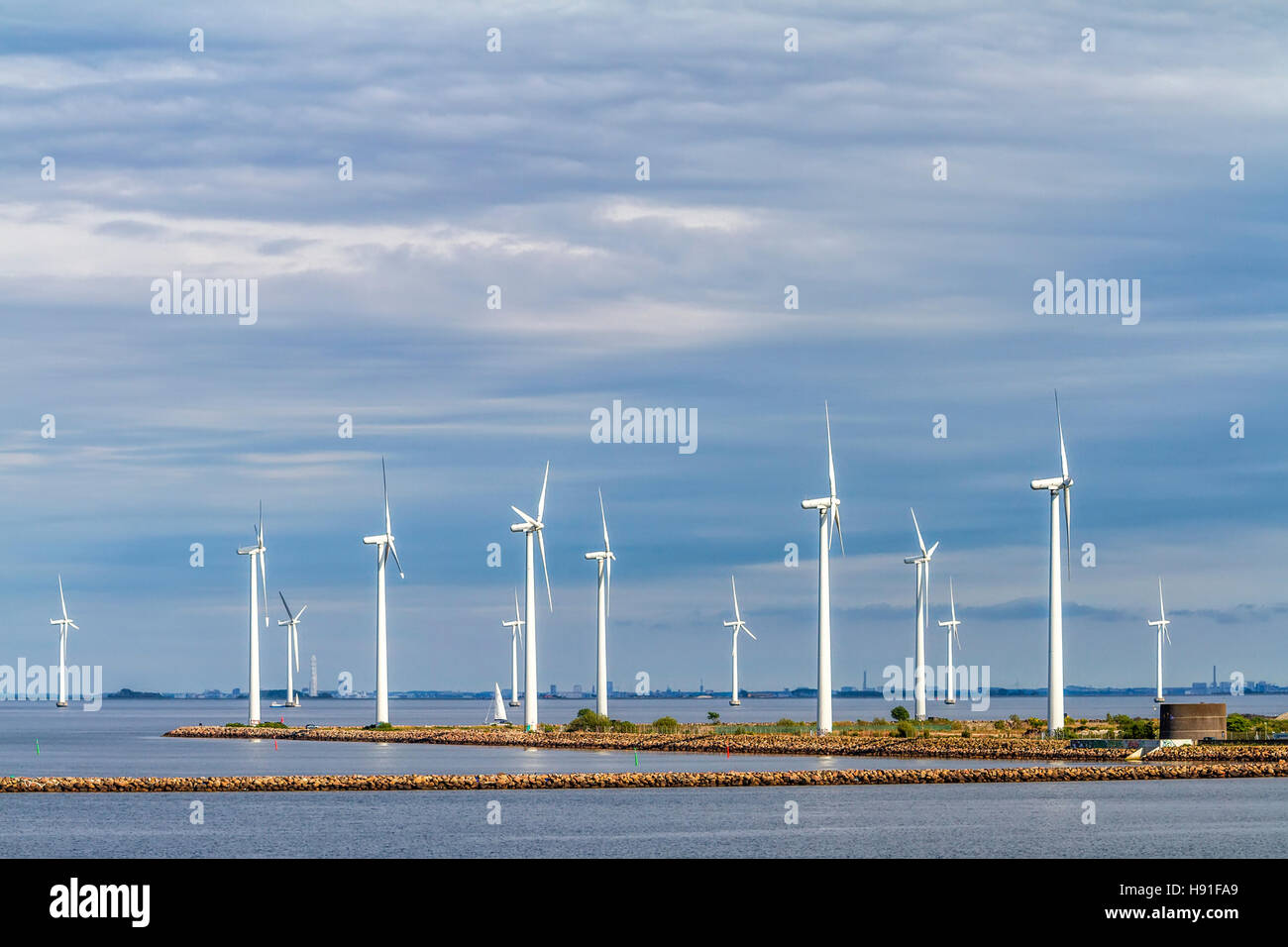 Wind Turbines In Copenhagen Harbour Denmark Stock Photo - Alamy