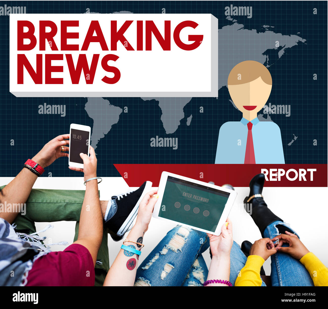 Breaking News Article Broadcast Headline Journal Concept Stock Photo ...