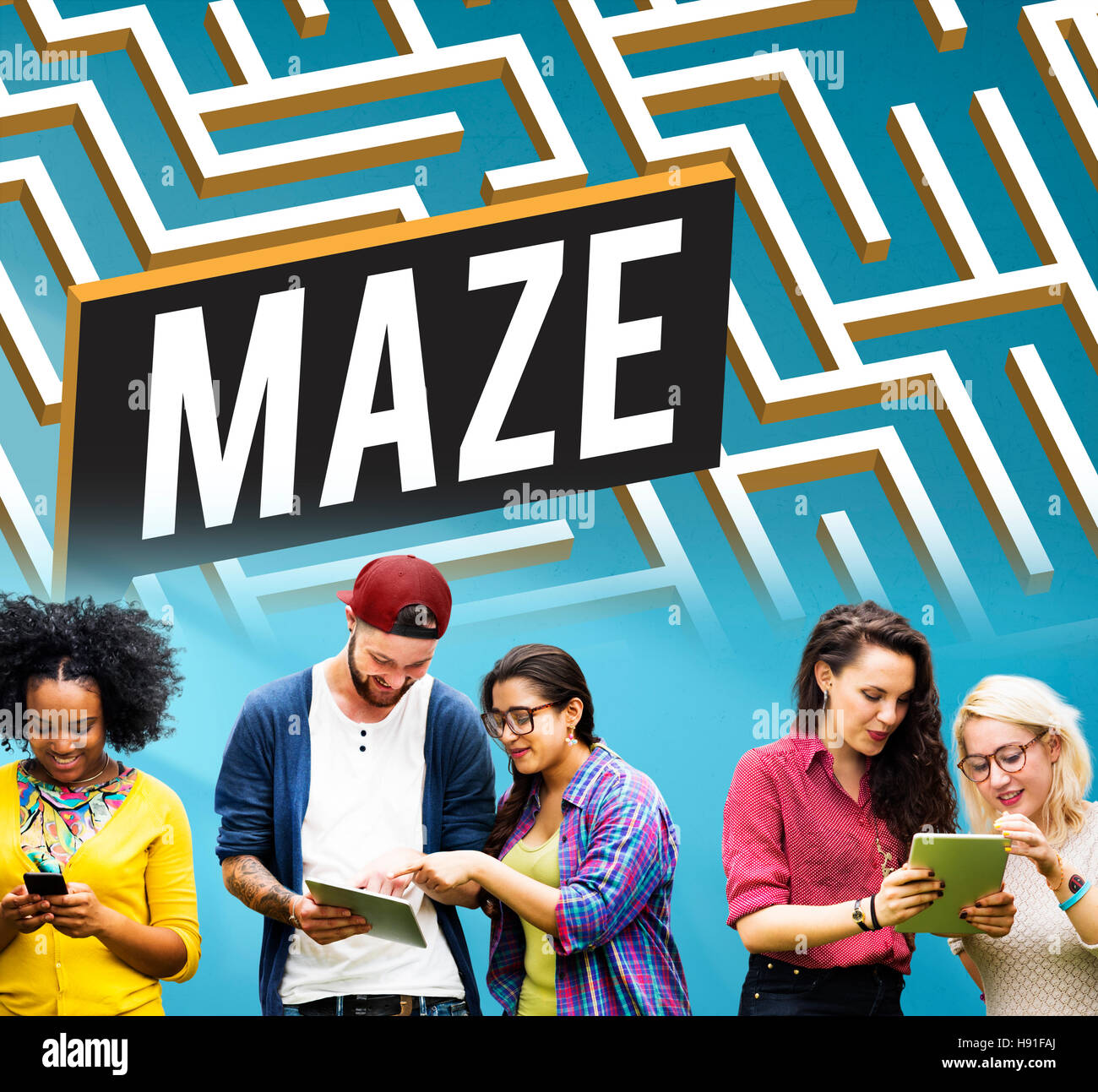 Maze Challenge Confusion Direction Exit Path Concept Stock Photo - Alamy