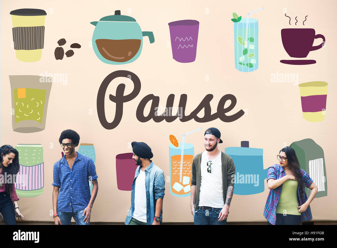 Pause Button Choice Option Press Relax Sign Concept Stock Photo - Alamy