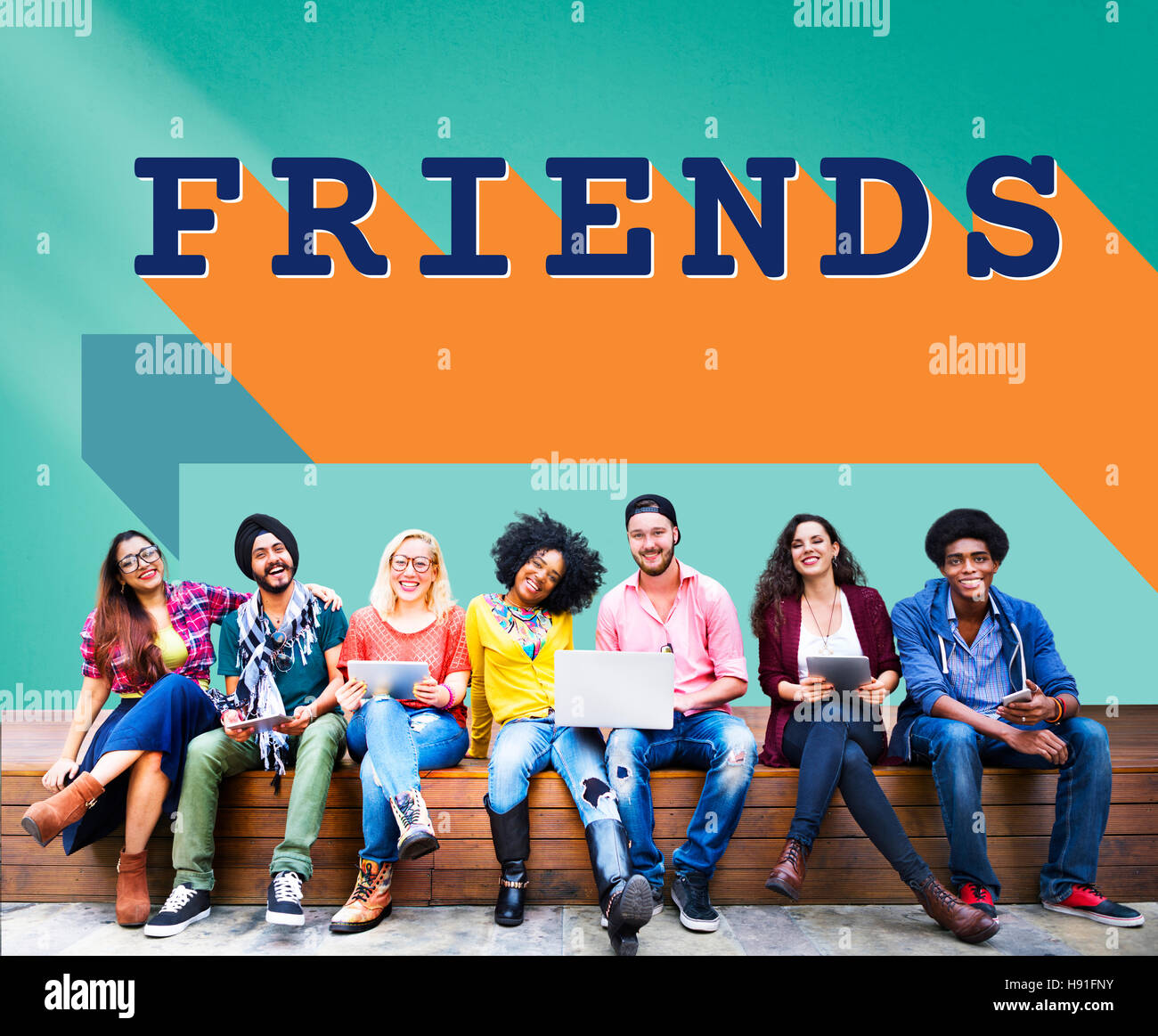 Friends Friendship Enjoyment Group Young Concept Stock Photo - Alamy