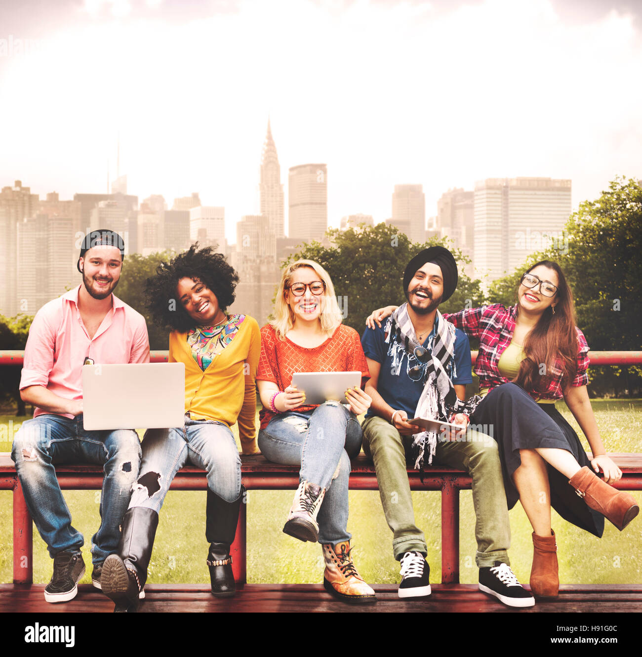 Youth Friends Friendship Technology Together Concept Stock Photo - Alamy