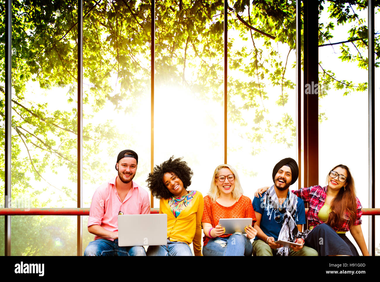 Youth Friends Friendship Technology Together Concept Stock Photo - Alamy