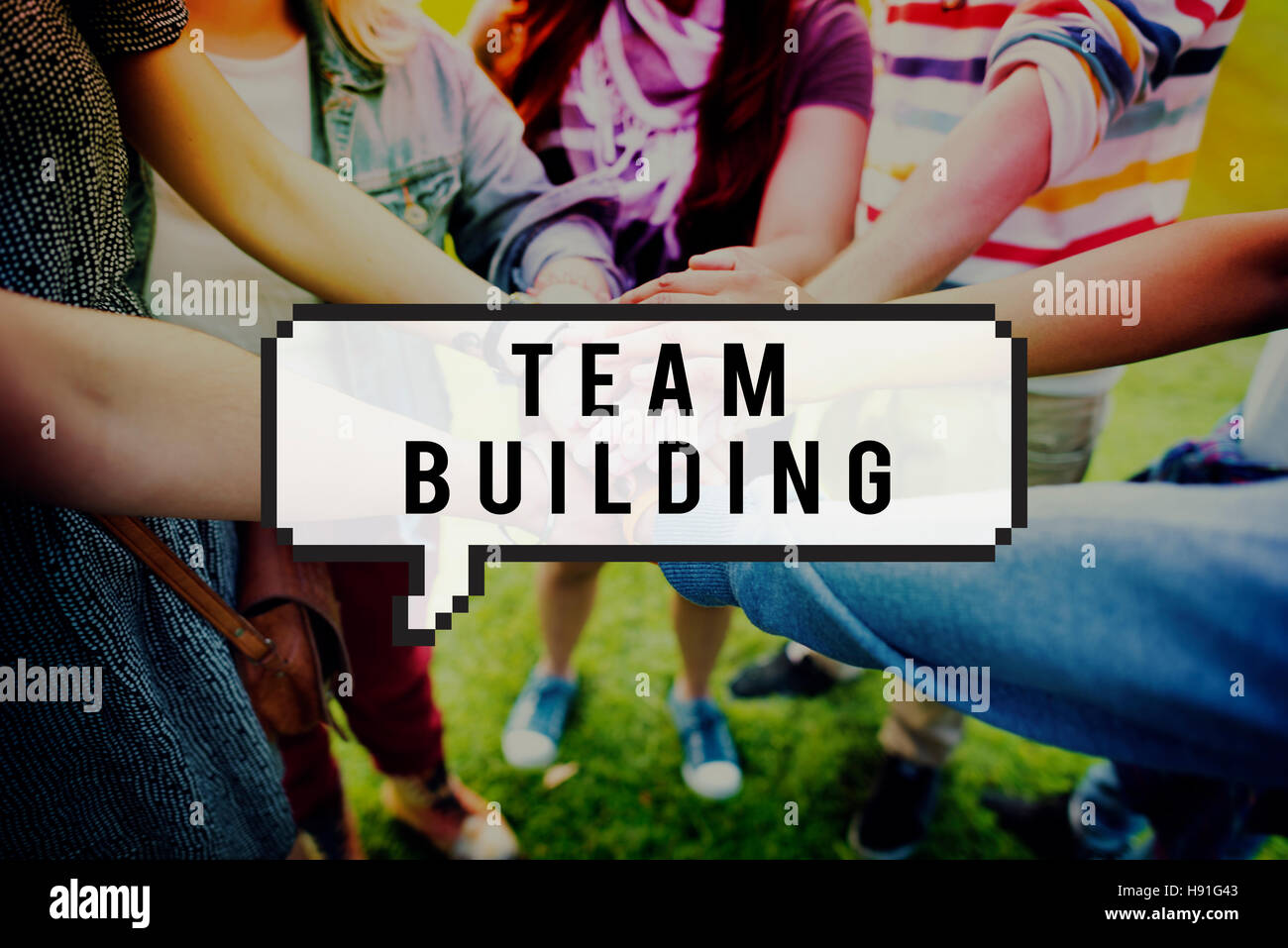 Team Building Teamwork Togetherness Unity Concept Stock Photo - Alamy