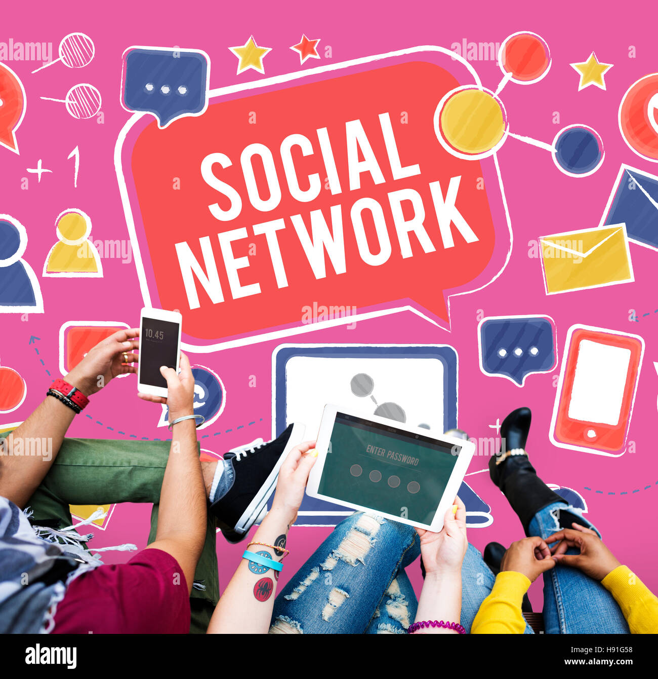 Social Network Media Communication Connection Concept Stock Photo - Alamy