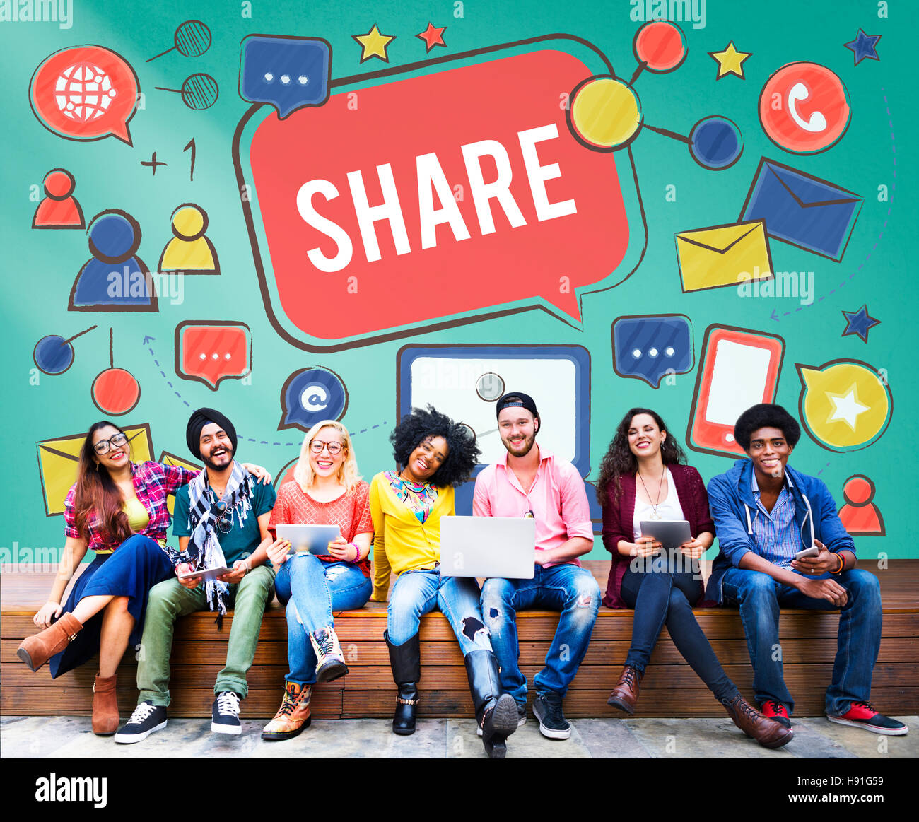 Share Sharing Portion Media Connection Feedback Concept Stock Photo - Alamy