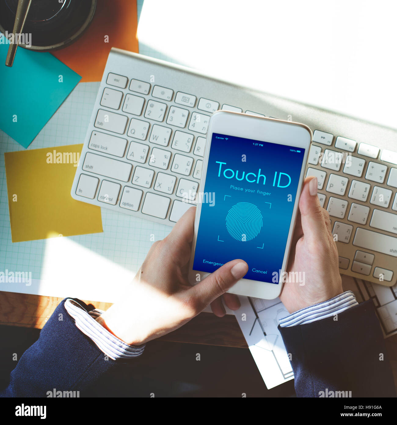 Touchscreen Lock Finger Scanner Concept Stock Photo - Alamy