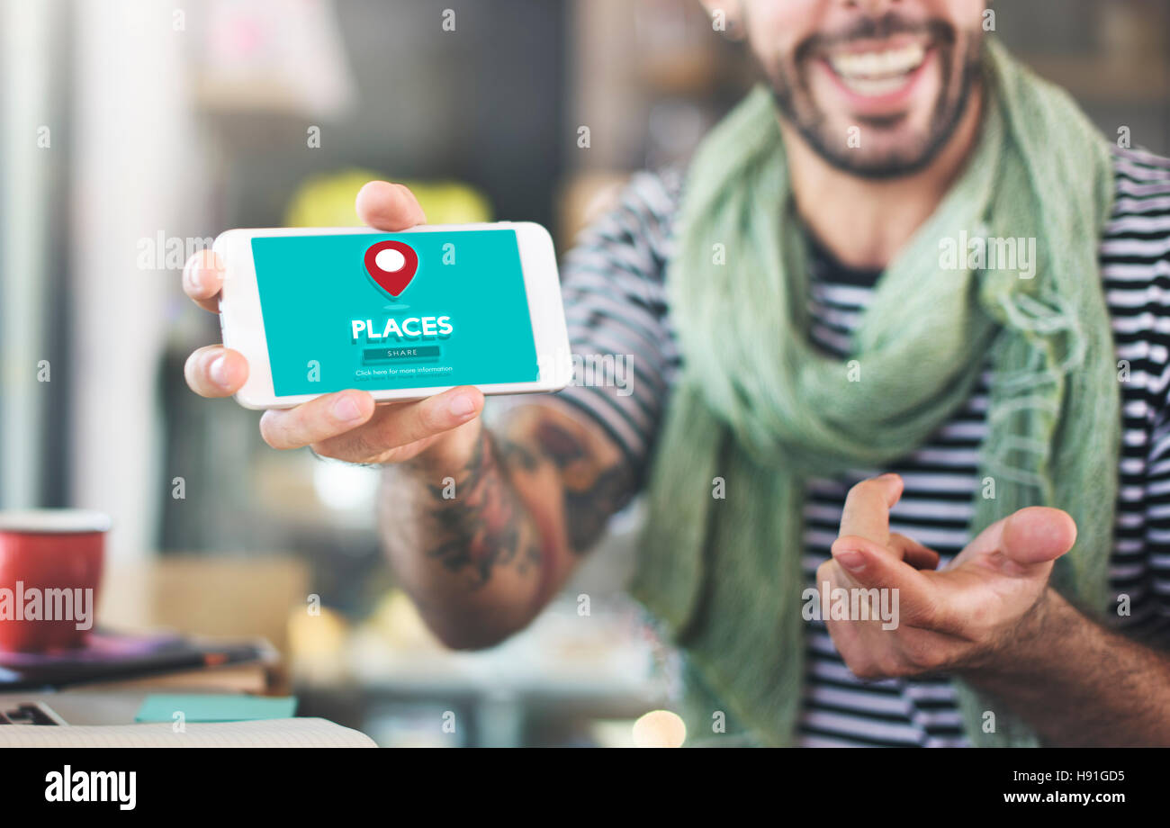 Route Map Navigation Track Places Concept Stock Photo - Alamy