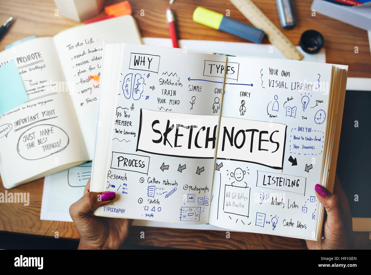 Sketch Notes Creative Drawing Design Graphic Concept Stock Photo - Alamy
