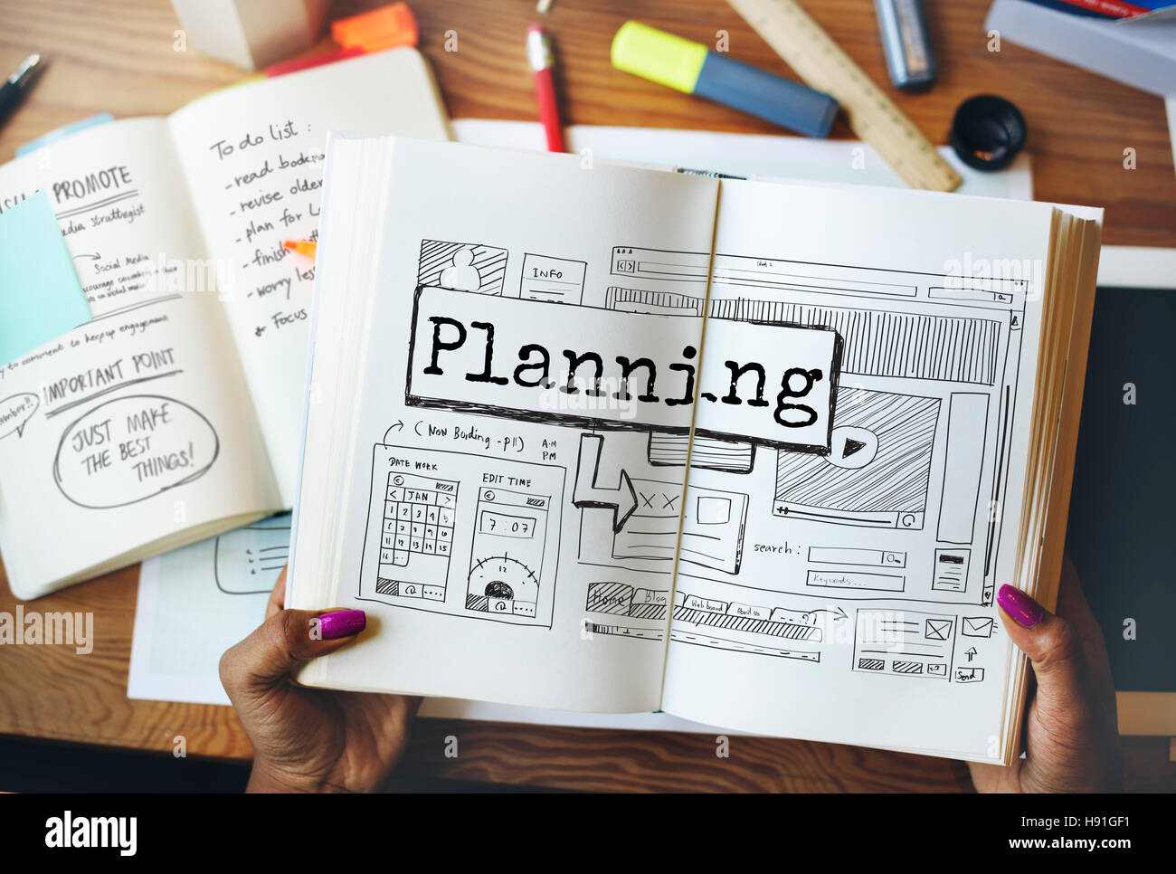 Planning Progress Solutions Guide Design Concept Stock Photo - Alamy