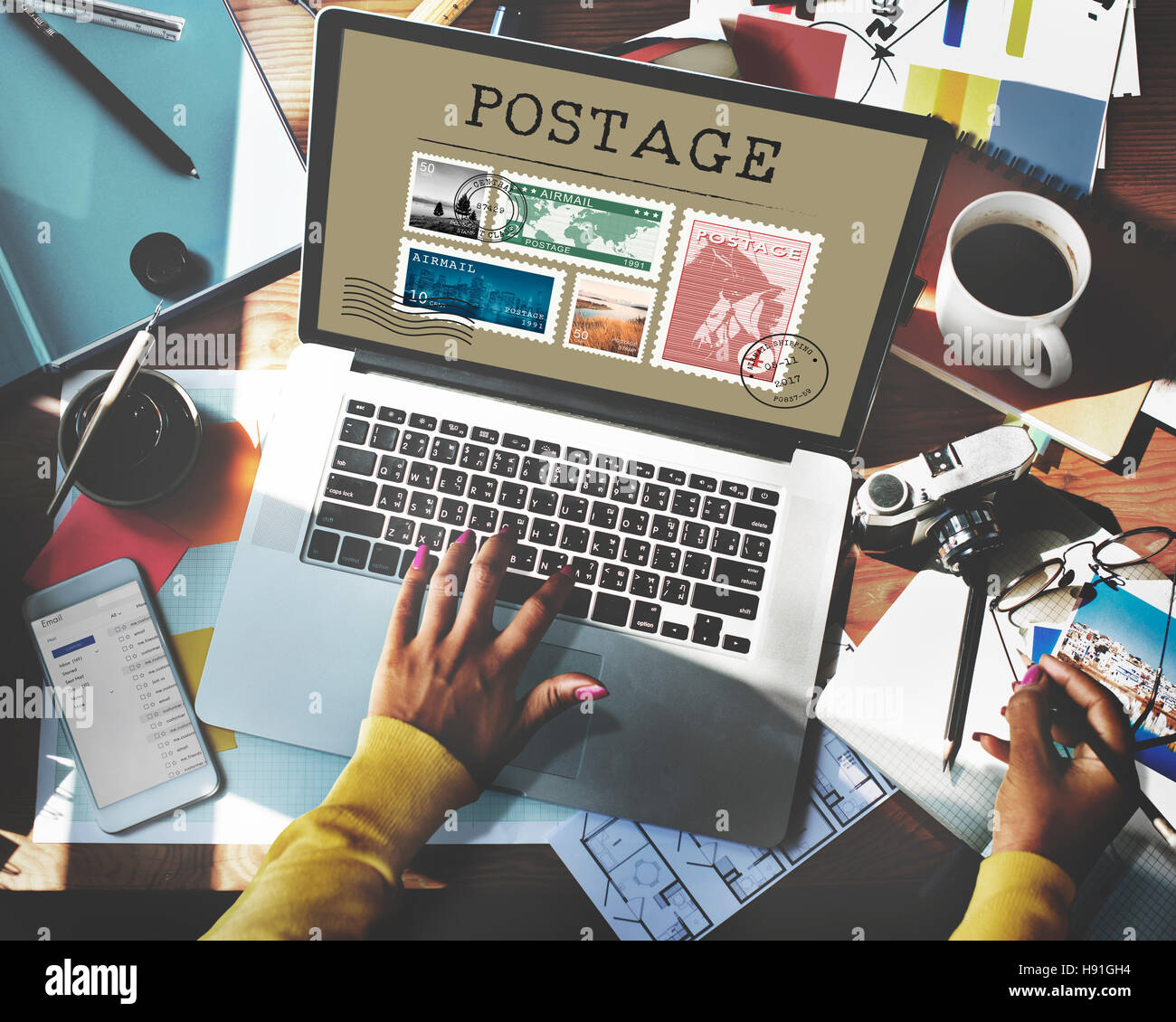 Postage Letter Parcel Stamp Mail Graphic Concept Stock Photo - Alamy