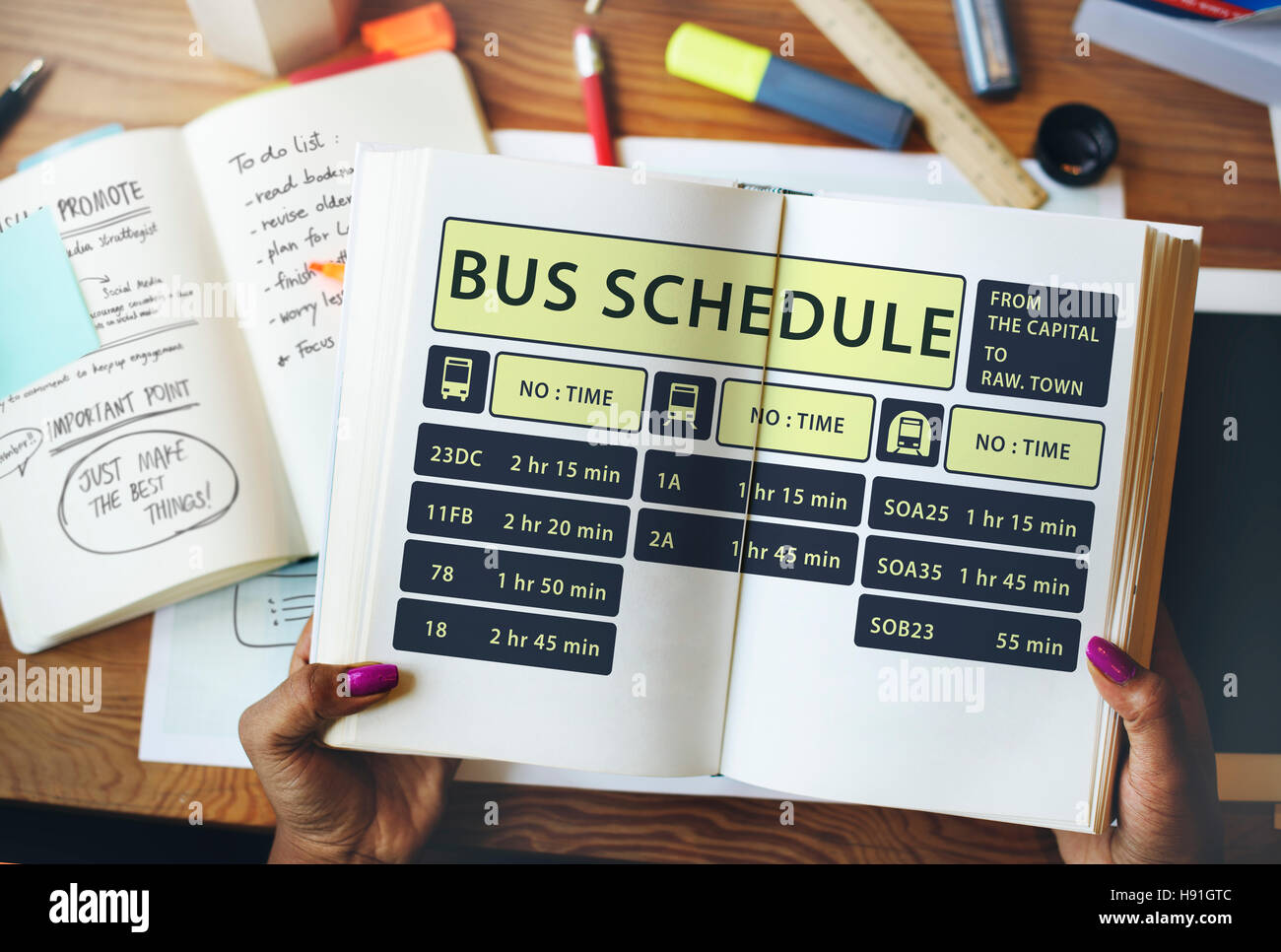 Bus Route Express Terminal Schedule Concept Stock Photo - Alamy