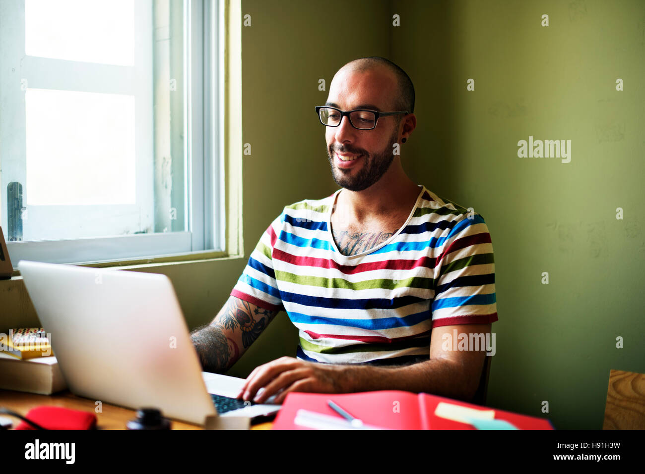 Man Laptop Thinking Strategy Planning Vision Concept Stock Photo - Alamy