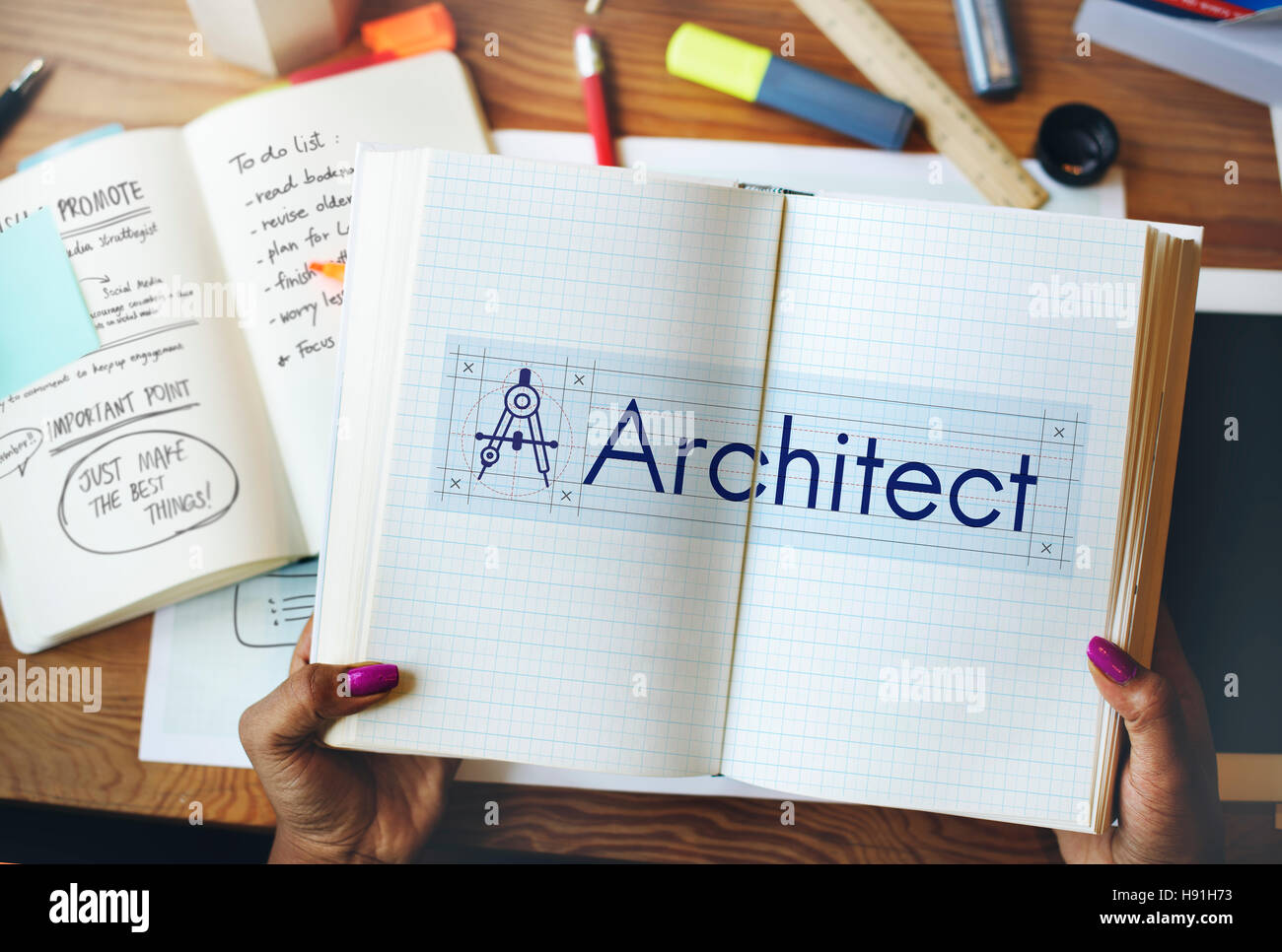 Architect Architecture Compass Construction Concept Stock Photo - Alamy