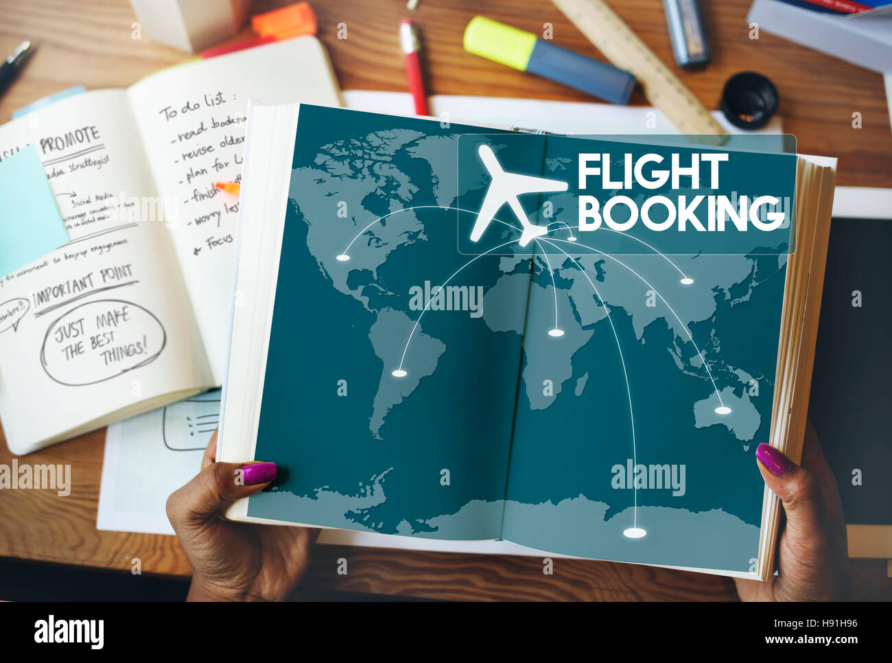 Flight Ticket Booking Destination Journey Concept Stock Photo - Alamy