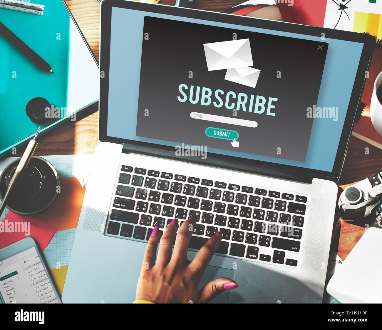 Subscribe Advertising Communication Member Concept Stock Photo - Alamy