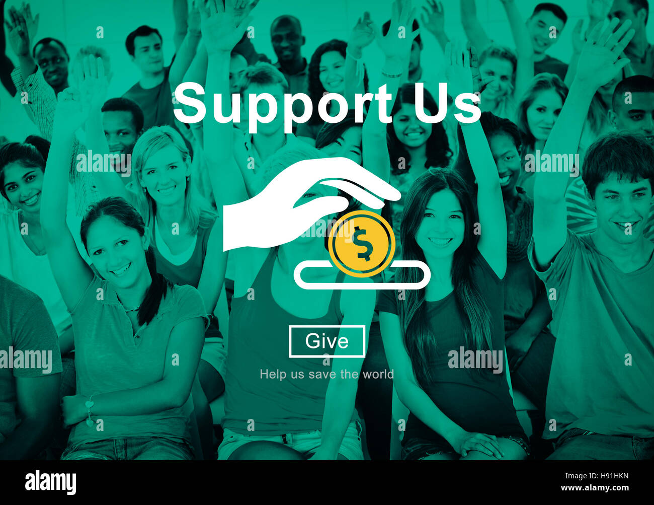 Support us Money Volunteer Donations Concept Stock Photo - Alamy