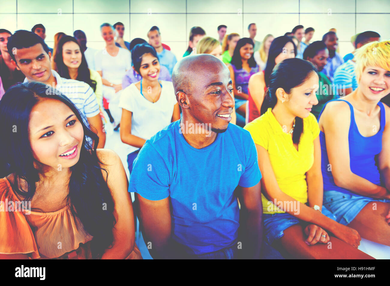 Crowd Learning Celebrating Casual Diverse Ethnic Concept Stock Photo ...