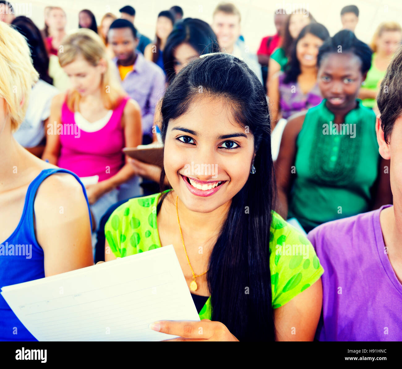 Crowd Learning Celebrating Casual Diverse Ethnic Concept Stock Photo ...