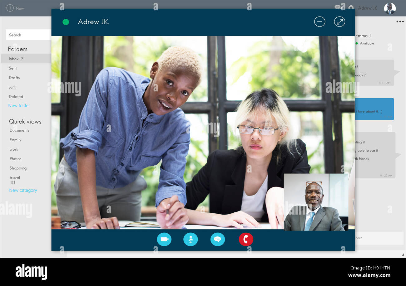 Video Call Conference Chatting Communication Concept Stock Photo - Alamy