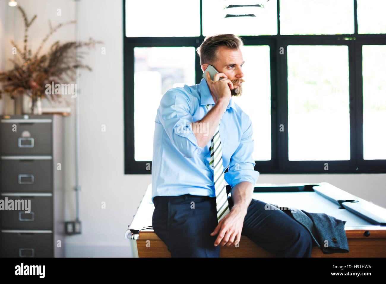 Businessman Phone Boss Calling Work Concept Stock Photo - Alamy