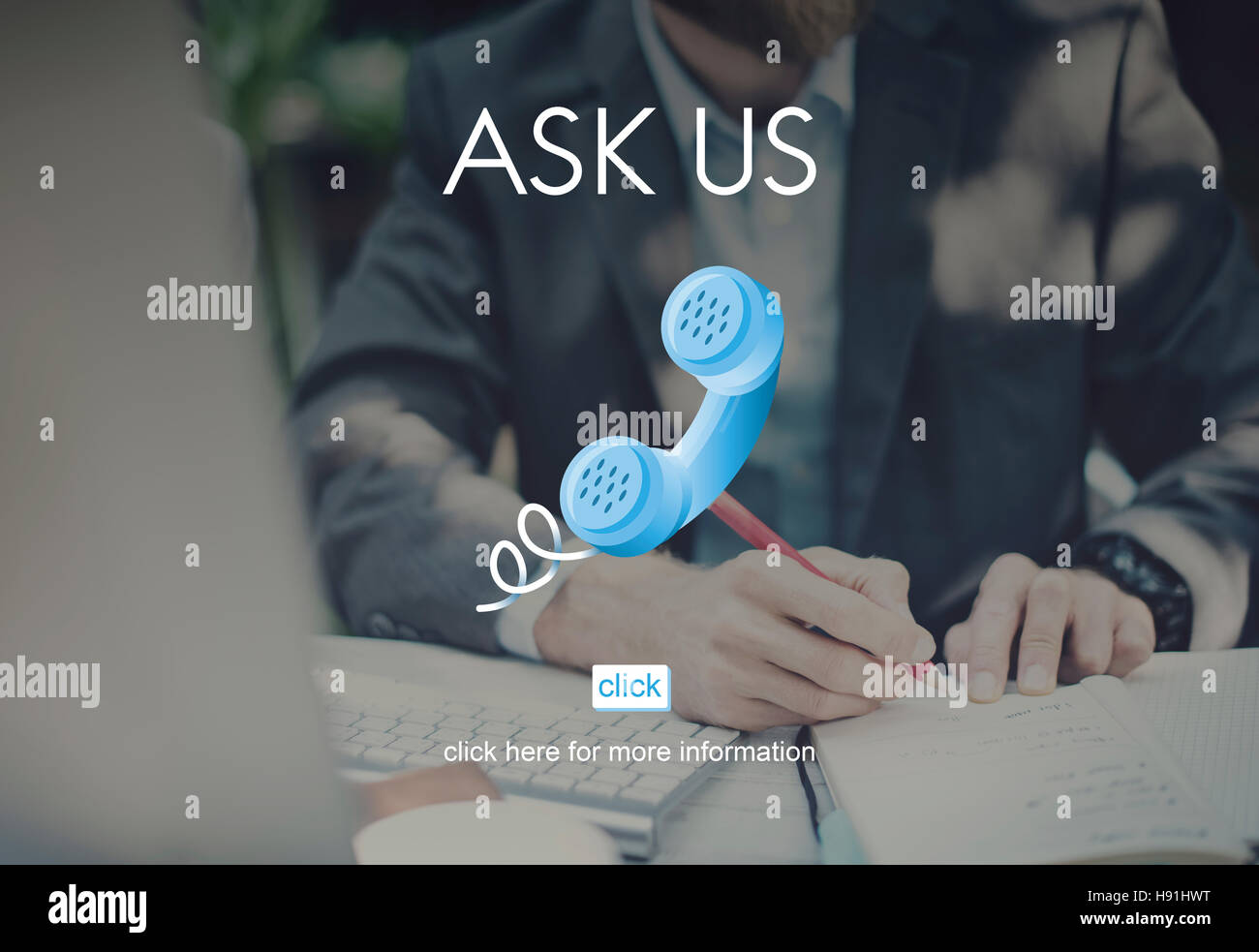 Ask Us Assistance Care Contact Information Concept Stock Photo - Alamy