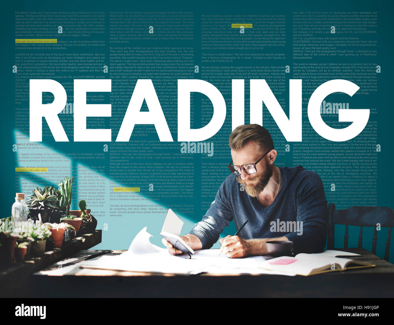 REading Newspaper Book Education Media Concept Stock Photo - Alamy