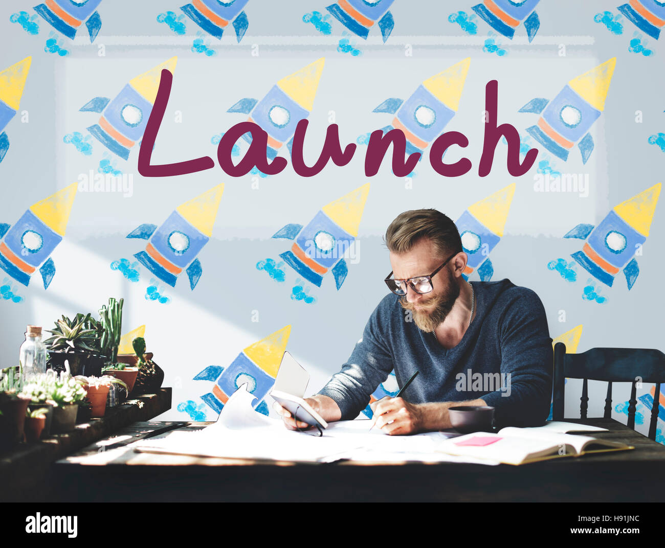 Launch Begin Introduce Startup Campaign Kick Off Concept Stock Photo ...