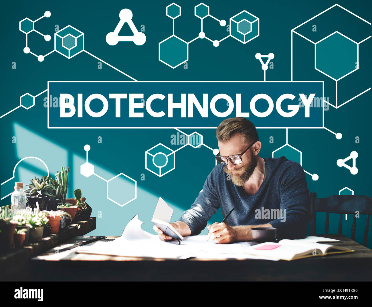 Biotechnology DNA Cell Molecule Experiment Research Concept Stock Photo ...