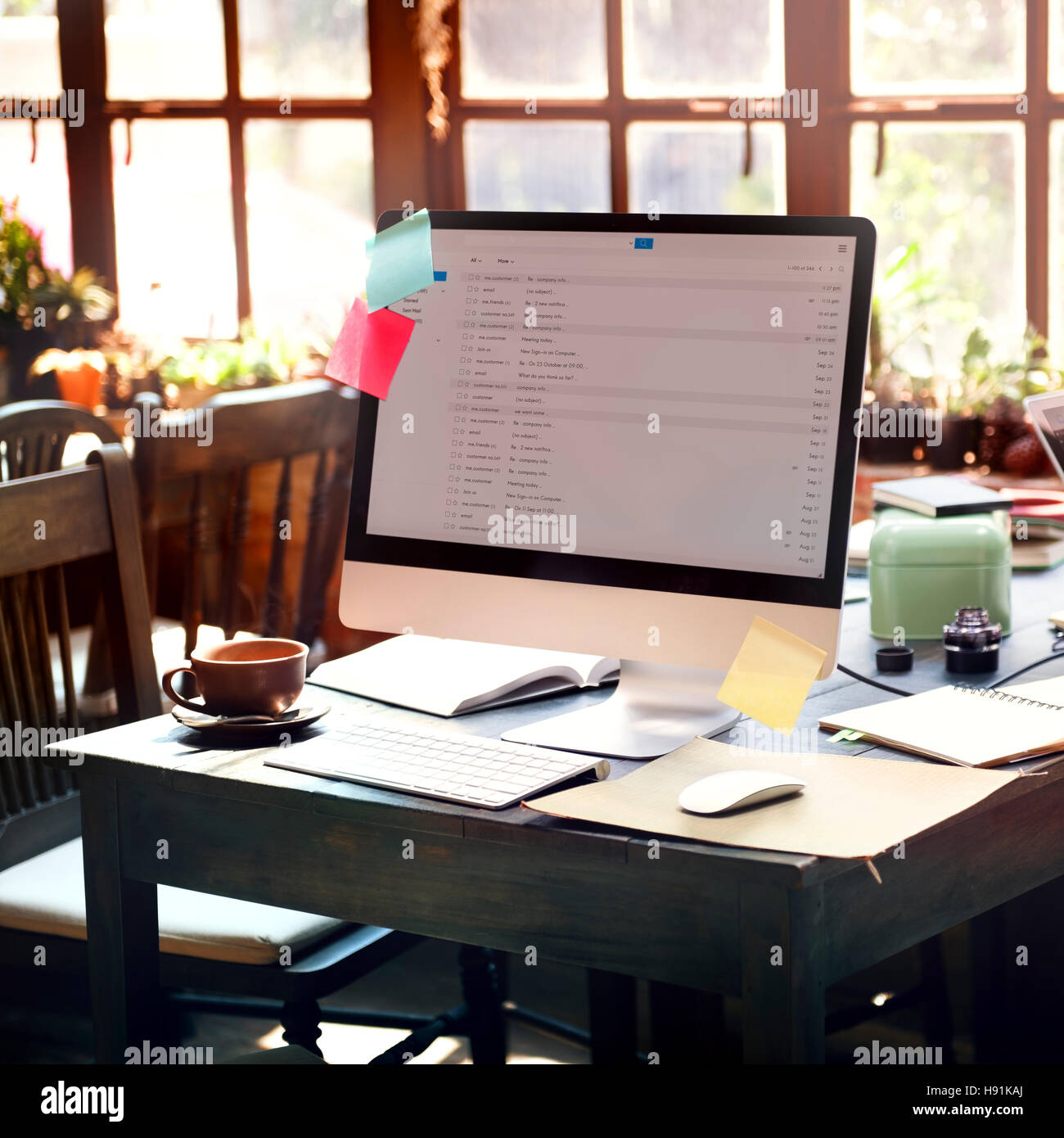 Workplace Office Workspace Email Global Communication Concept Stock ...