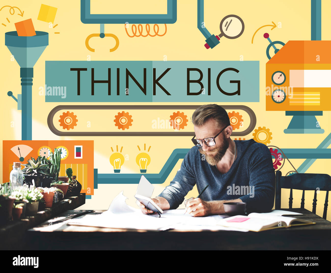 Think Big Analysis Attitude Planning Success Concept Stock Photo - Alamy