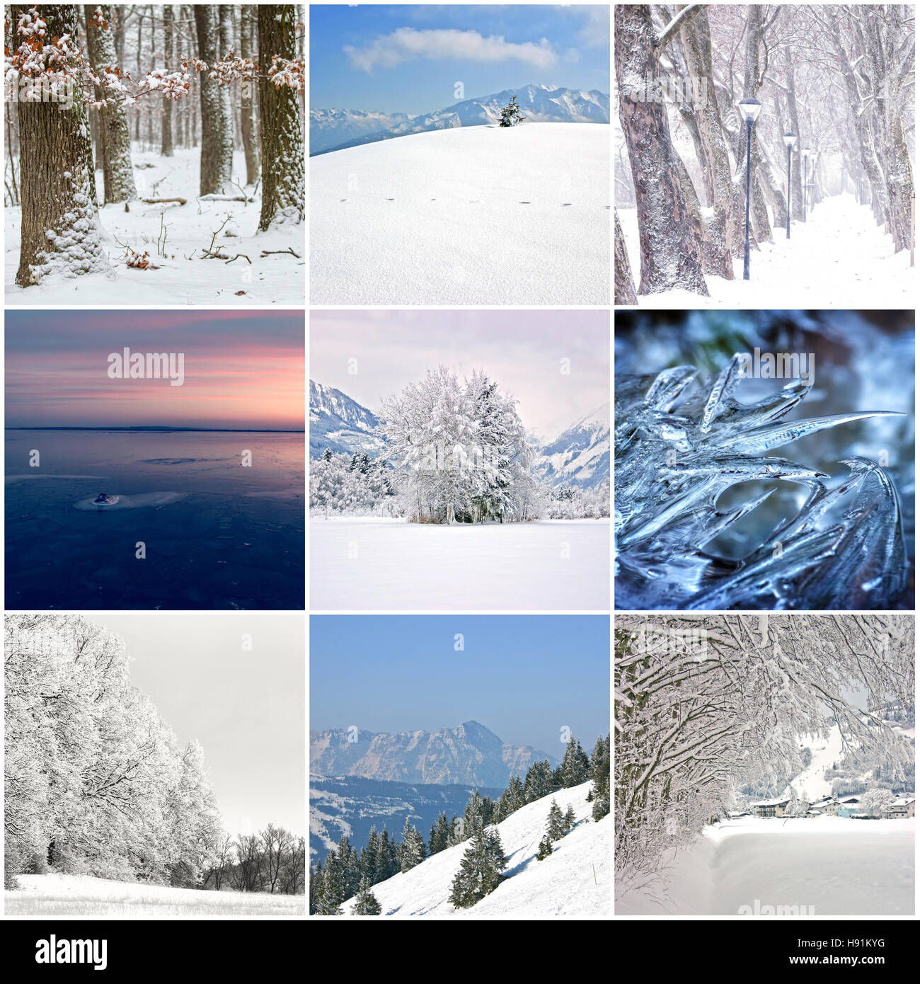 Photo collage of cold winter days Stock Photo - Alamy