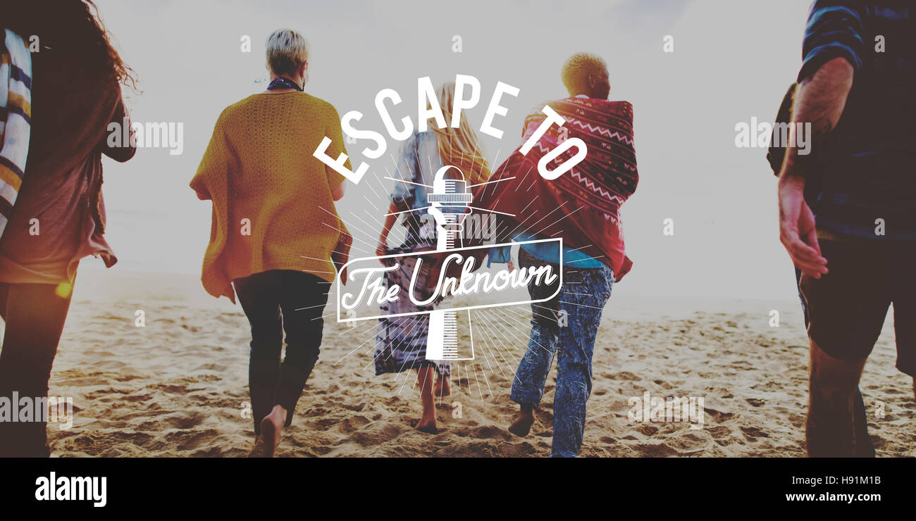 Escape To The Unknown Graphic Concept Stock Photo - Alamy