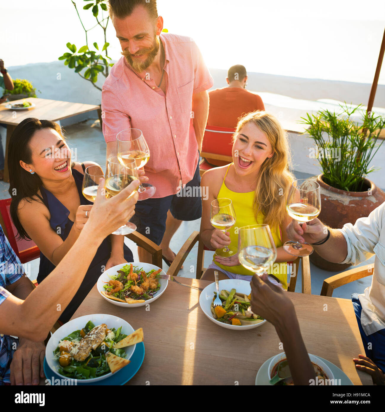 Group Of People Dining Concept Stock Photo - Alamy