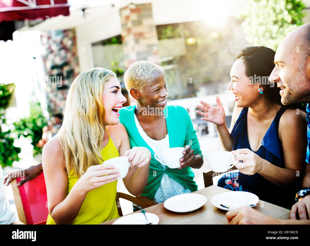 Group Friends Chilling Talking Holiday Concept Stock Photo - Alamy