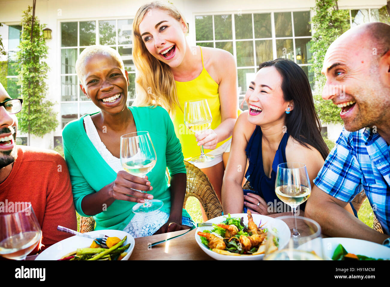 Friends Friendship Outdoor Dining People Concept Stock Photo - Alamy