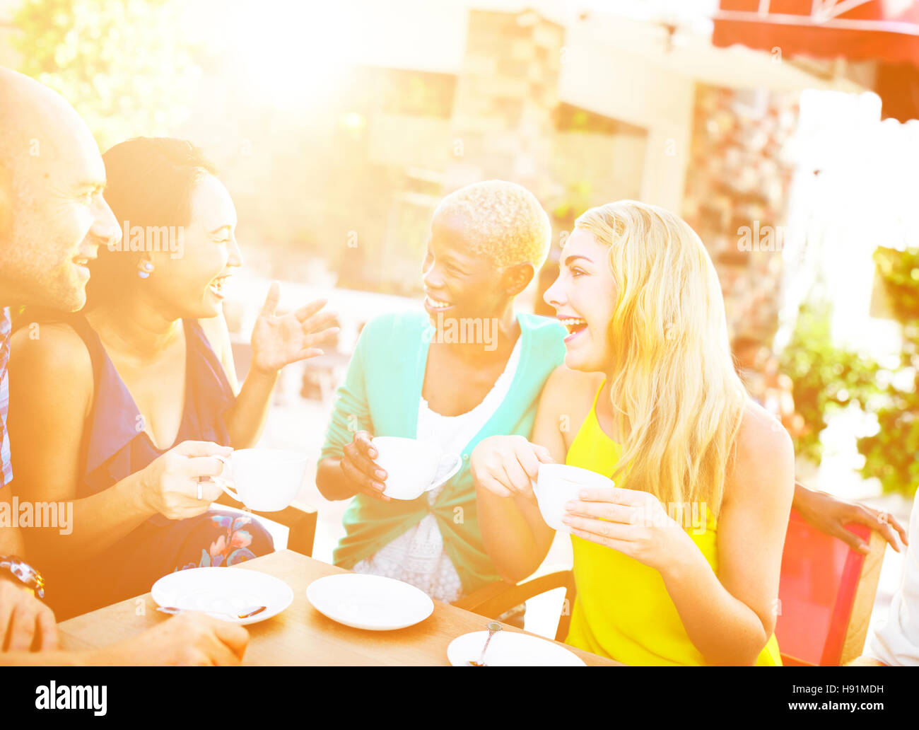 Group Friends Chilling Talking Holiday Concept Stock Photo - Alamy