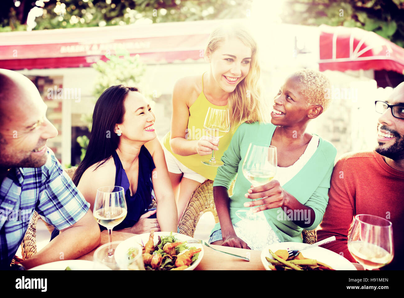 Cheerful Party Friends Friendship Cafe Hanging Out Concept Stock Photo ...