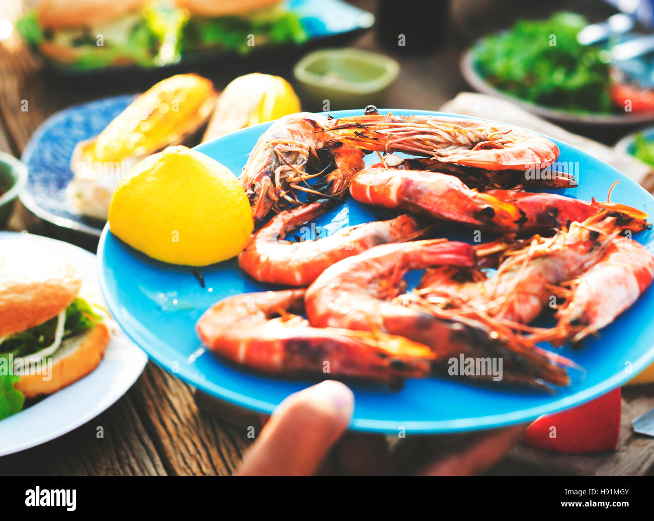 Food Lunch Celebration Party Flavors Concept Stock Photo - Alamy