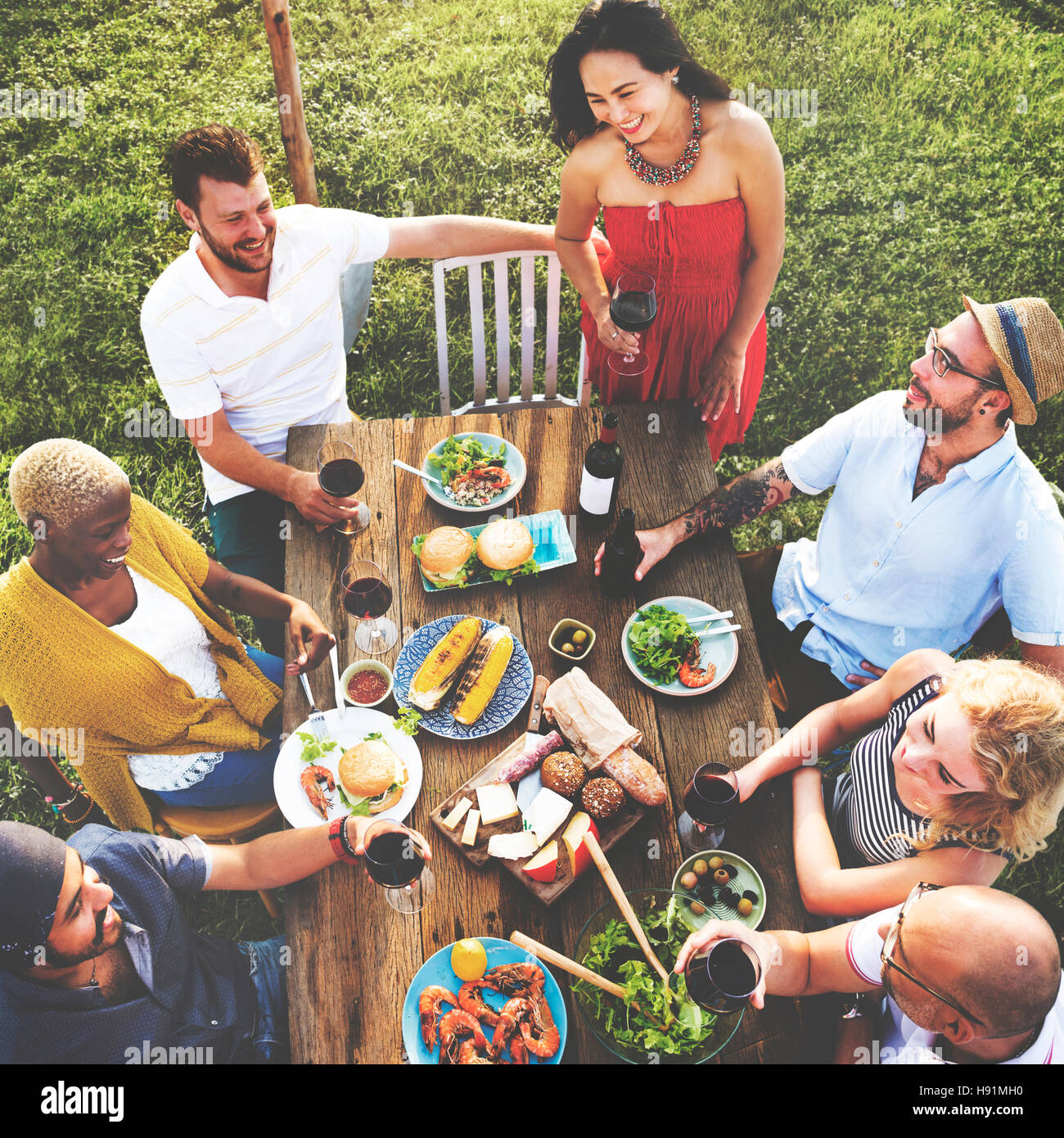 Friends Friendship Outdoor Dining People Concept Stock Photo - Alamy