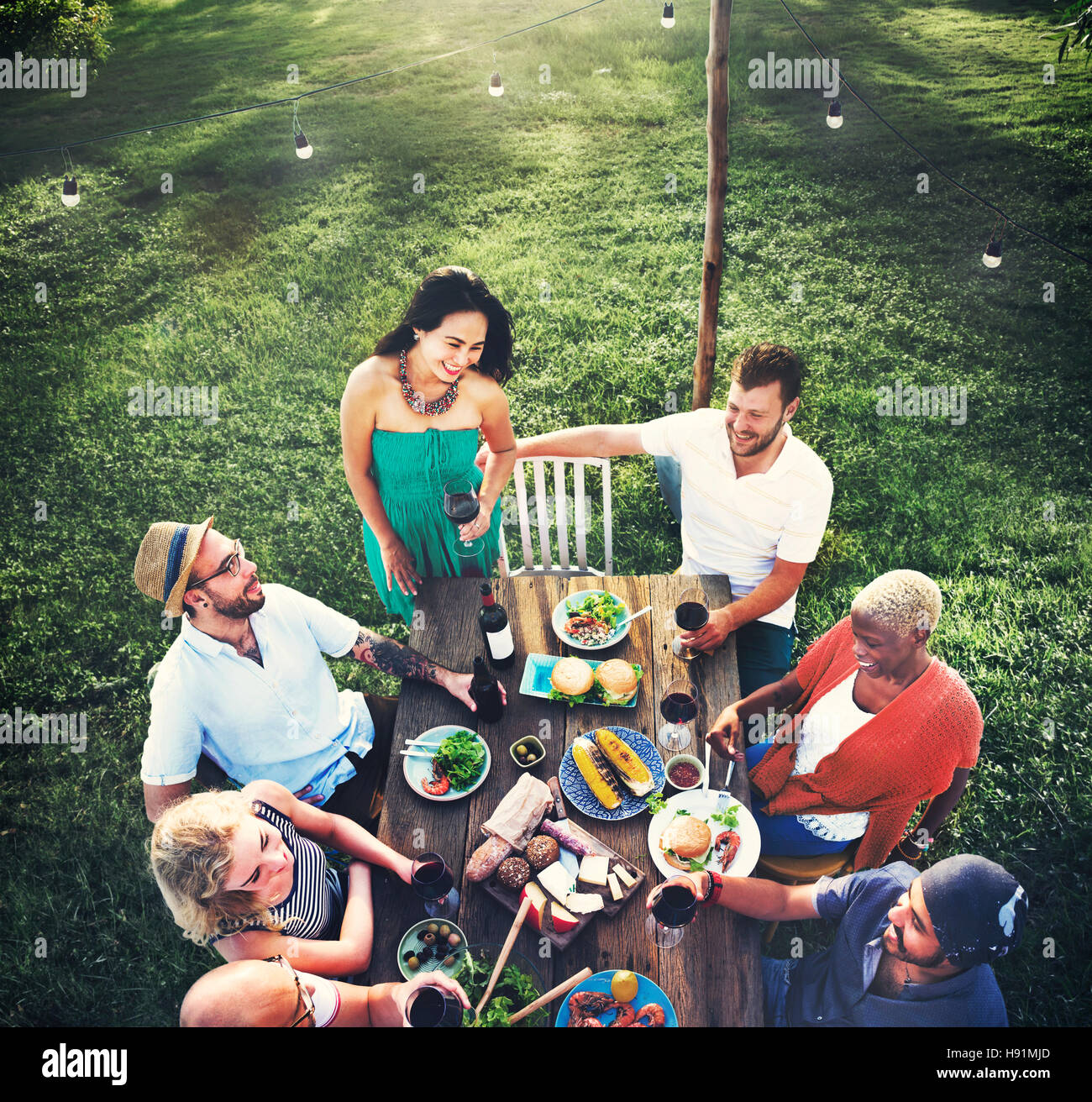 Friends Friendship Outdoor Dining People Concept Stock Photo - Alamy