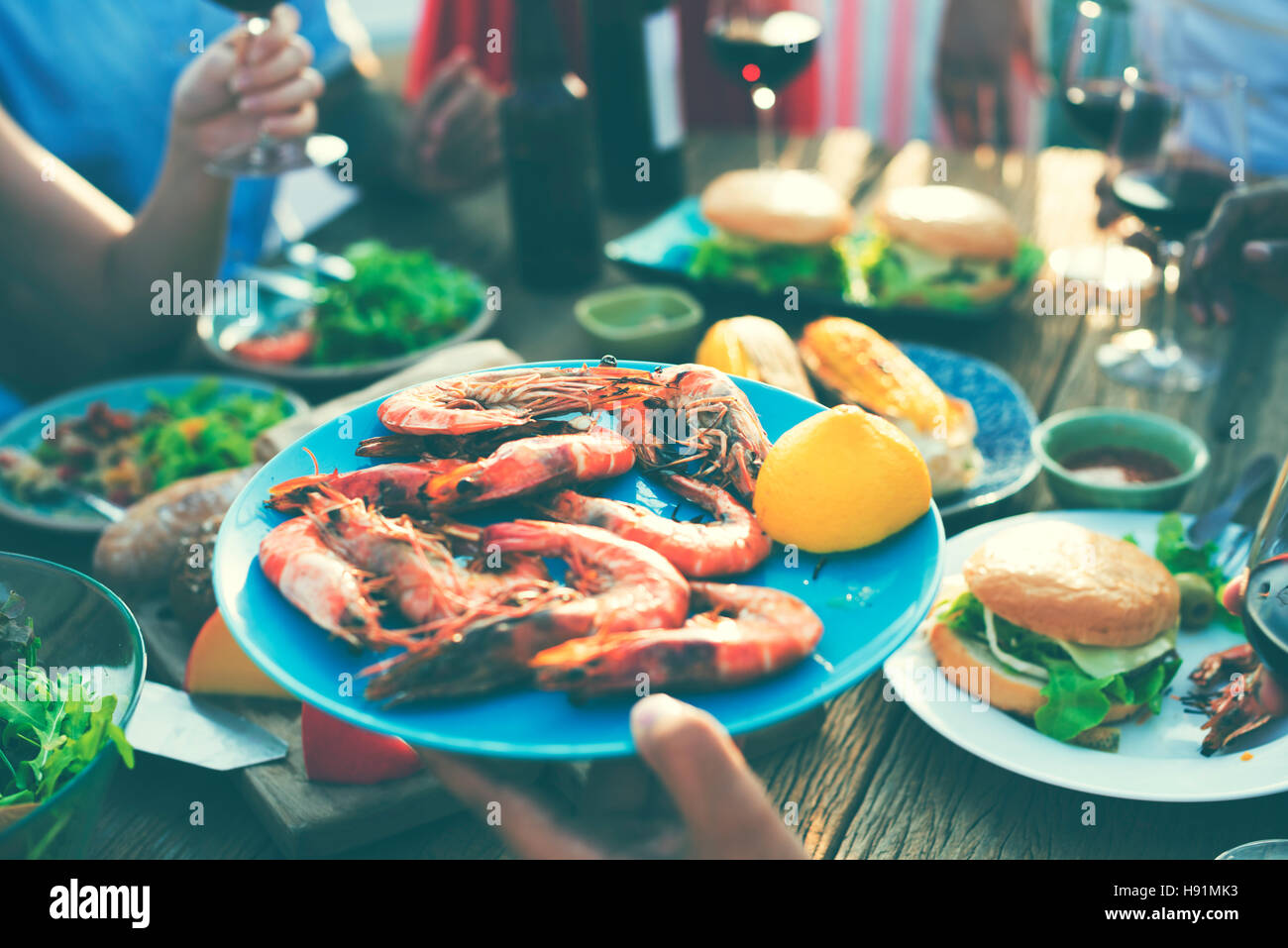 Food Lunch Celebration Party Flavors Concept Stock Photo - Alamy