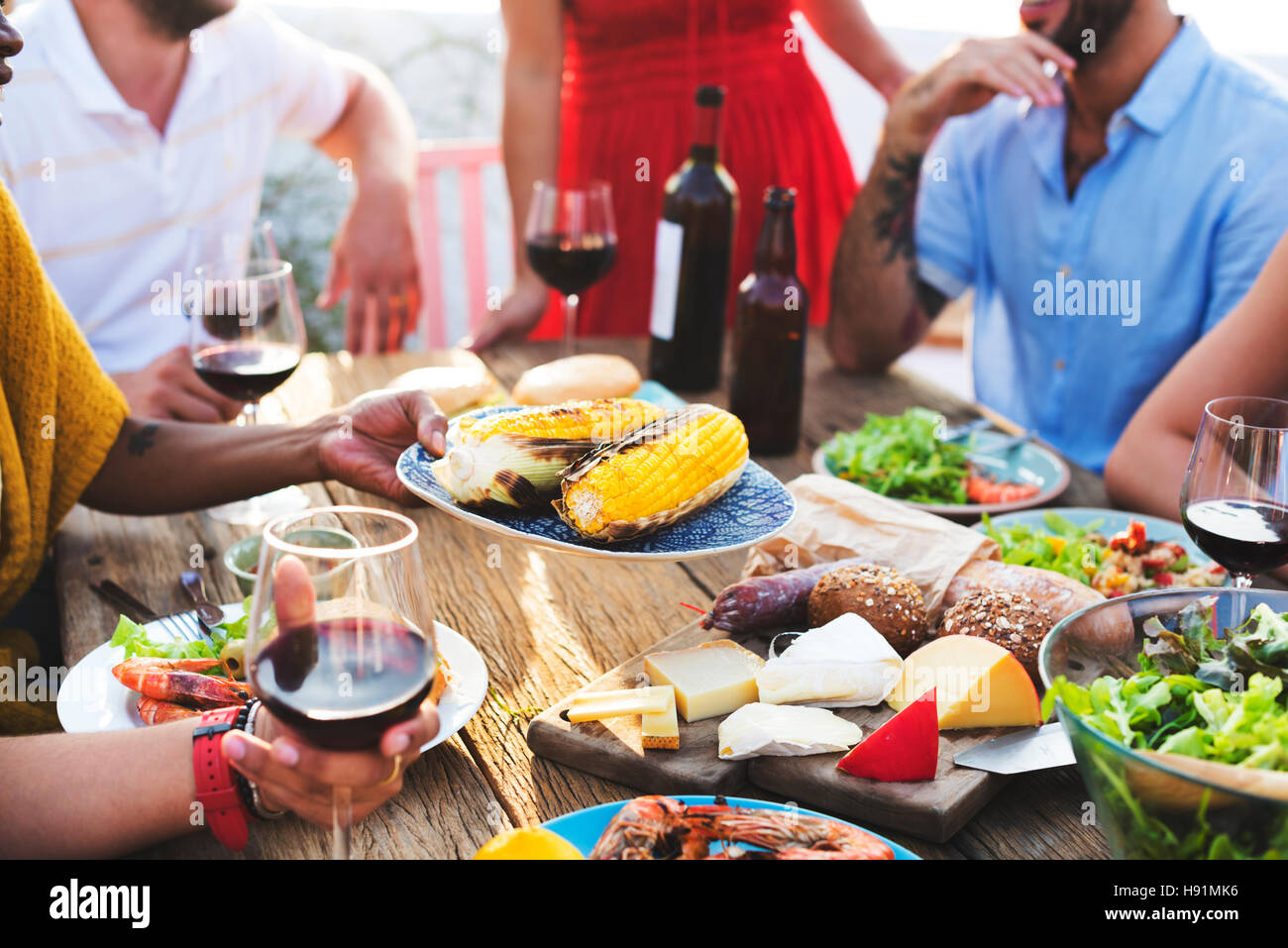 Diverse People Luncheon Food Sharing Concept Stock Photo - Alamy