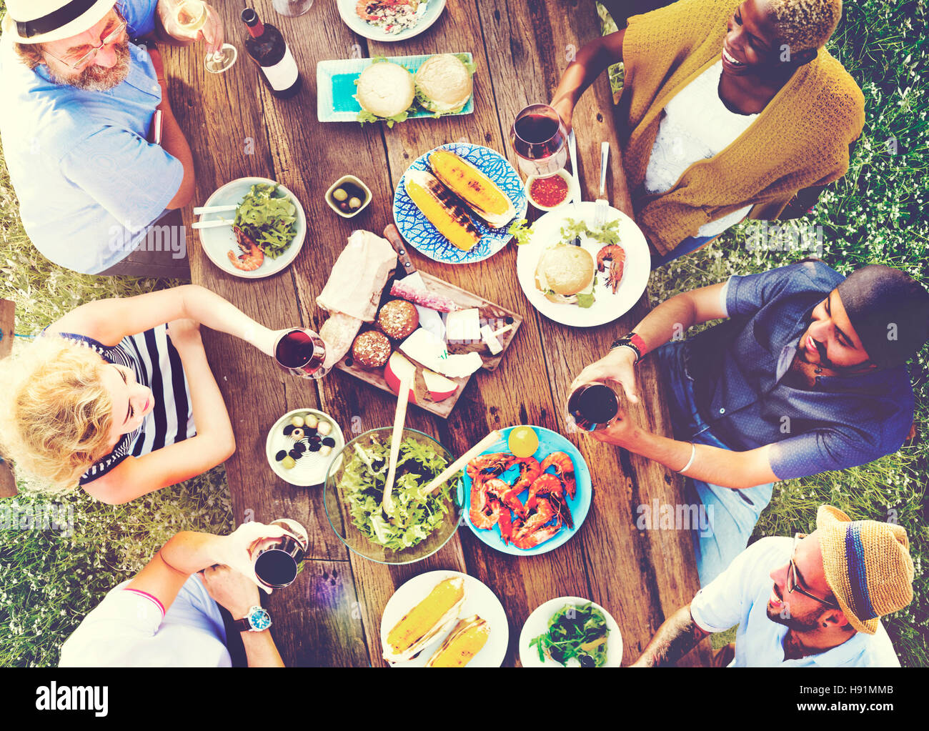 Friends Friendship Outdoor Dining People Concept Stock Photo - Alamy